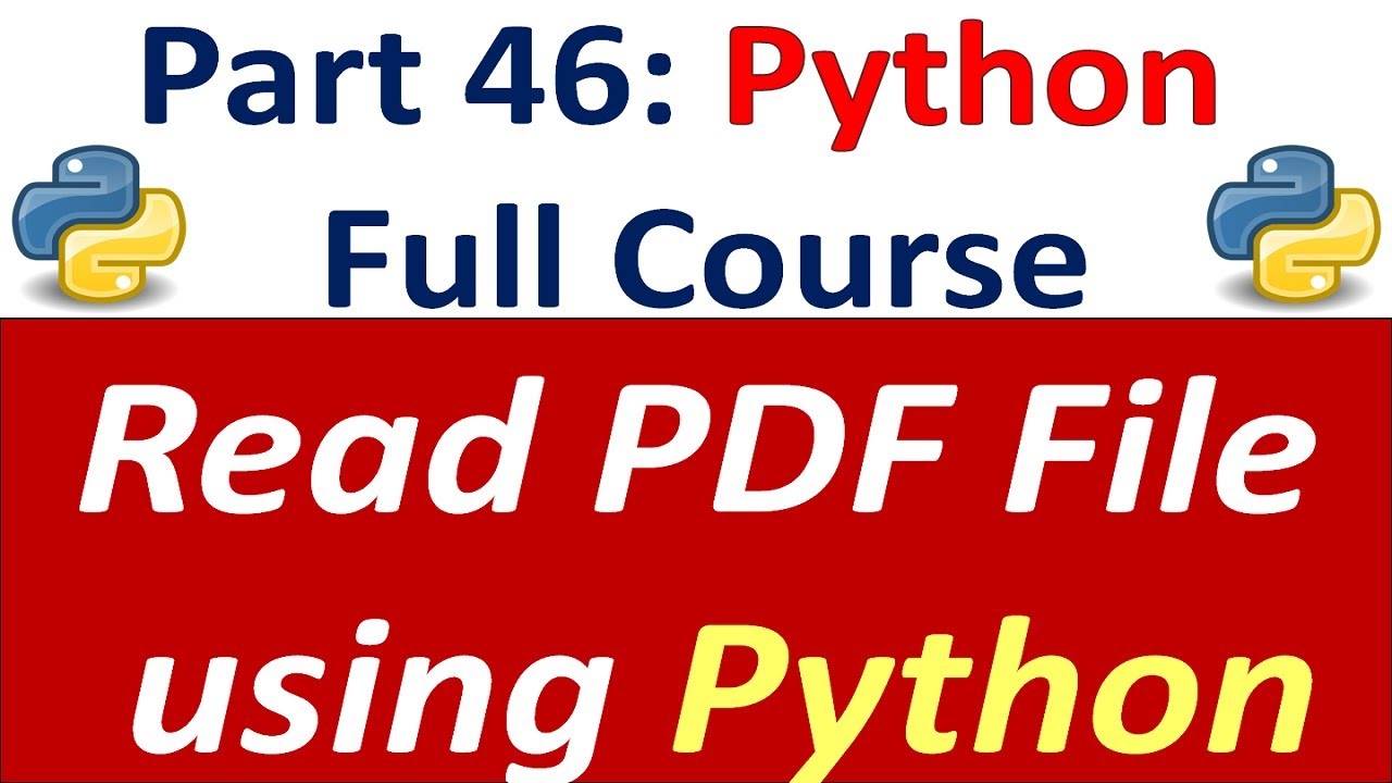 Read PDF File using Python | Python Full Course Part 46