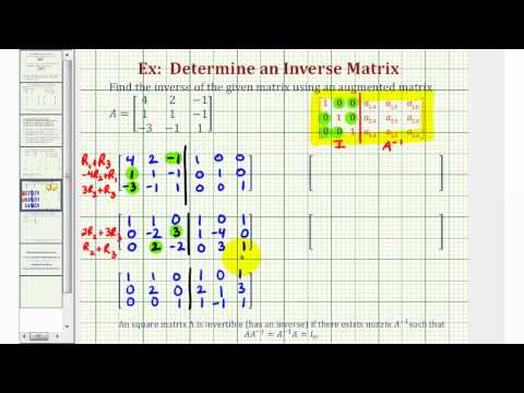 Ex 2: Inverse of a 3×3 Matrix Using an Augmented Matrix | Math Help ...