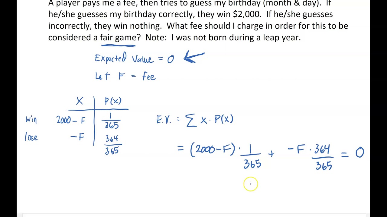 Expected Value - Fair Game