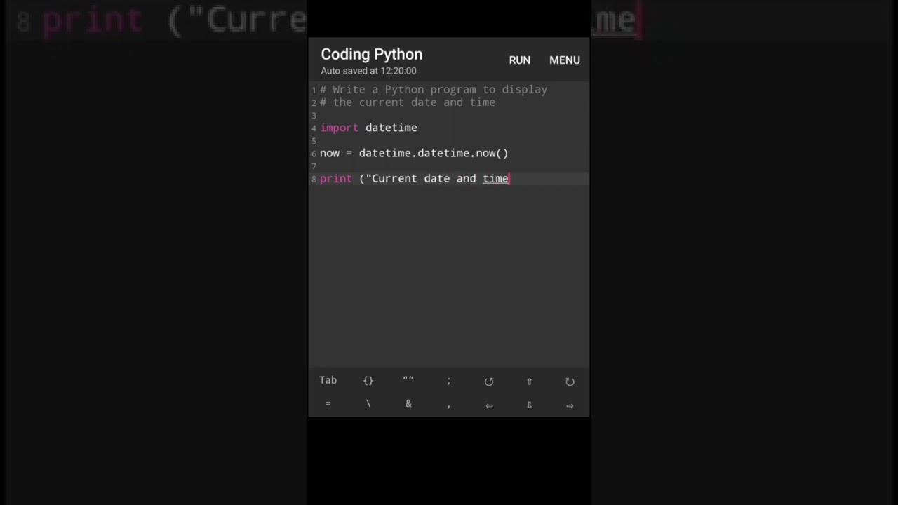 Write a Python program to display the current date and time#shorts #viral #python #coding#trending