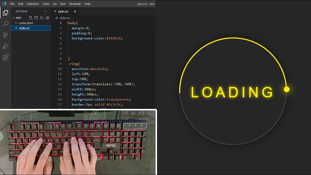 ASMR Programming - Glowing Loader Ring using Html CSS - No Talking