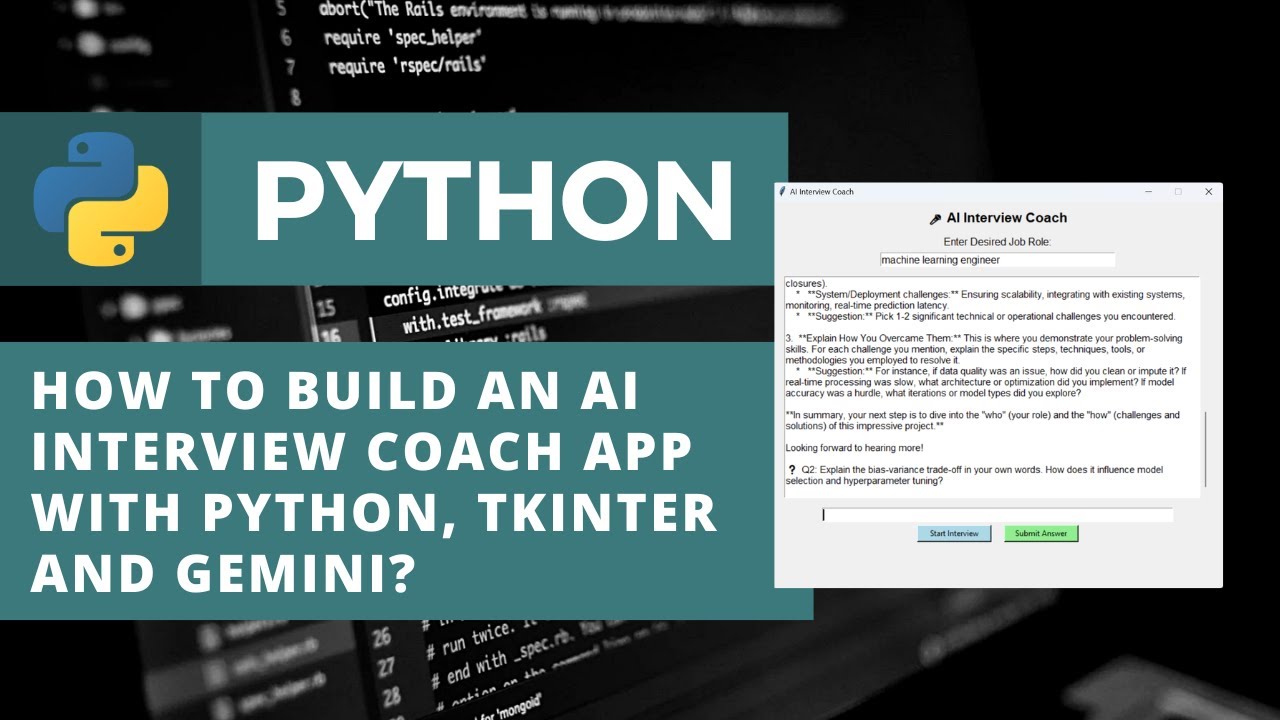 How to Build an AI Interview Coach Chatbot in Python, Tkinter and Gemini? | Machine Learning Project