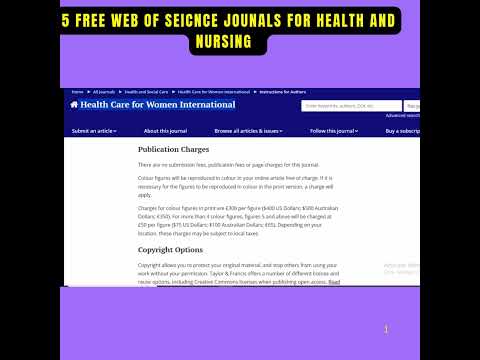 5 Free Web of Science (SCI) Journals for Health and Nursing Researchers || #sci #sscijournals