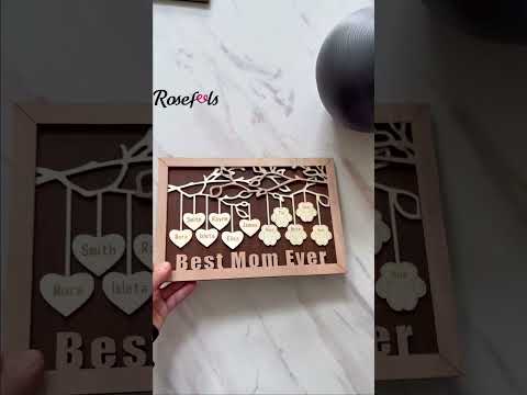 Personalized Family Tree Sign With Kids Name Engraved Home Decor For Mother's Day Anniversary