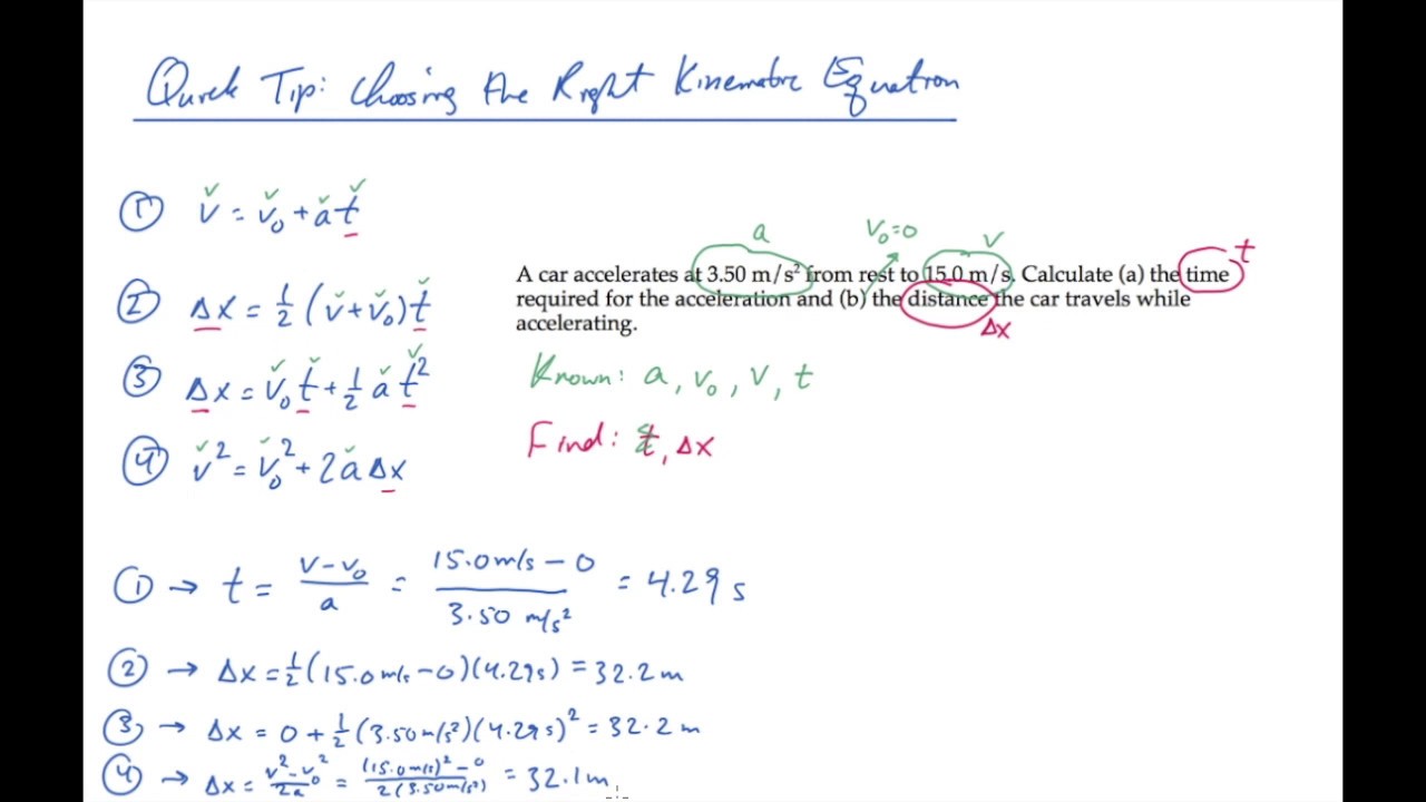 Quick Tip: Choosing the Right Kinematic Equation