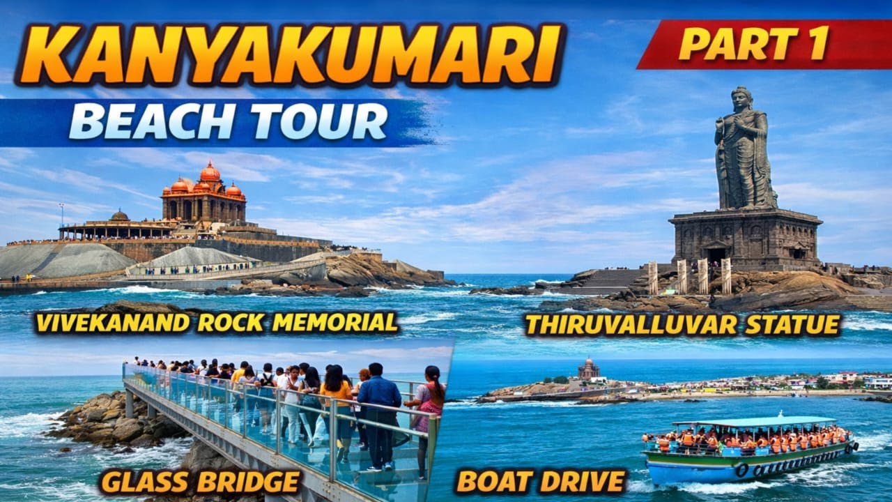 EP1 | KANYAKUMARI BEACH TOUR | HINDI | VIVEKANANDA ROCK MEMORIAL | GLASS BRIDGE | TRIVALLUVAR STATUE