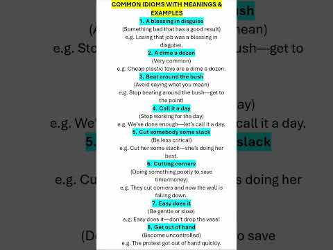 Idioms. Common idioms & meanings. Eng Vocabulary. Learn English Lesson. Advanced English. IELTS Prep