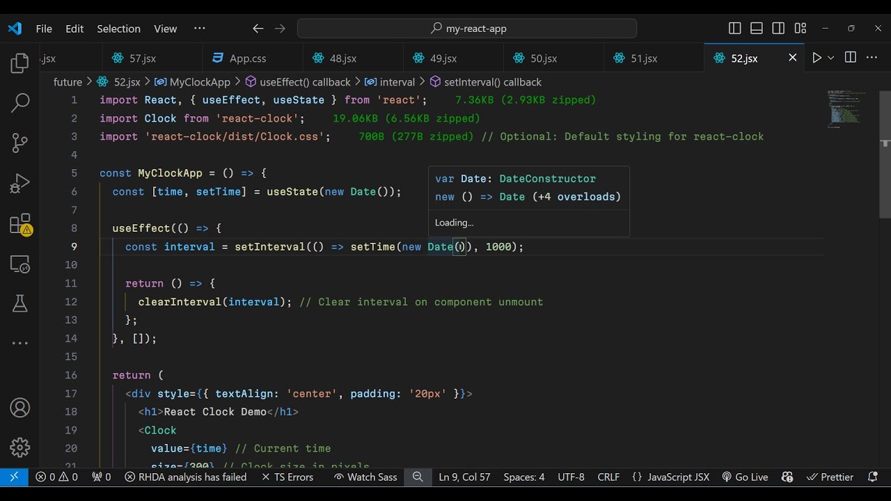 Build a React.js Project to Display Analog Clock UI Animation & Time Using react-clock Library in JS