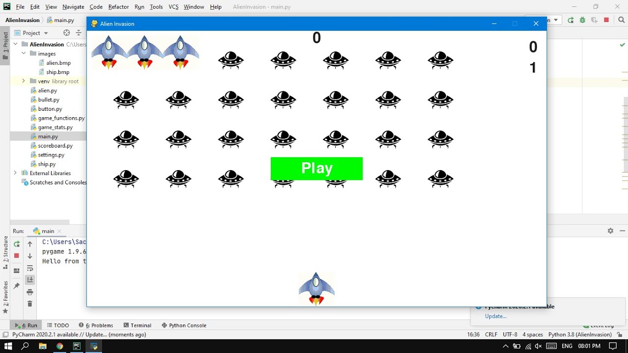 Computer Science Coding Projects | Alien Invasion Game | Python Projects | Pygame |Game Using Python
