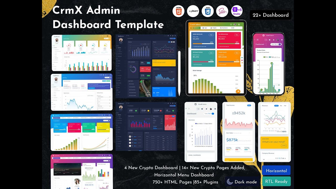 Bootstrap 5 Admin Template with Responsive Dashboard UI Kit- CrmX