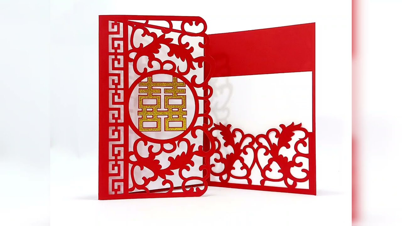 Chinese Wedding Invitation Diy Cricut Tutorial SVG cut files templates Silhouette Cameo Laser cut