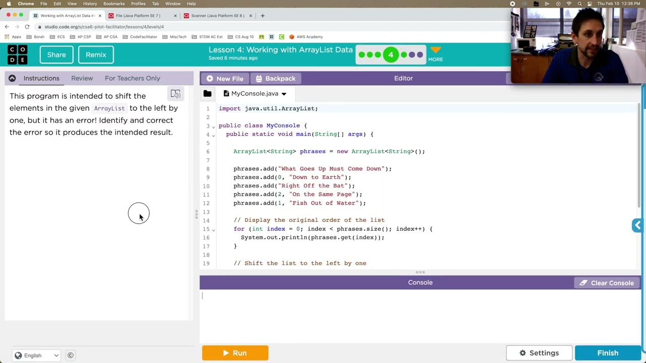 Code.org AP CSA U6L4 Working with ArrayList Data