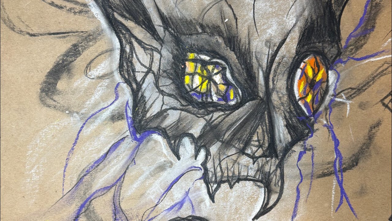 The Skull Drawing in Charcoal and Pastel Part 1