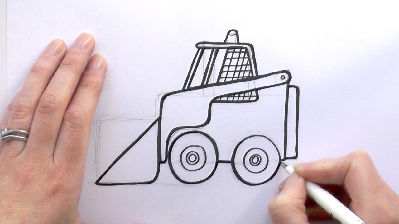 How to Draw a Cartoon Bobcat Digger
