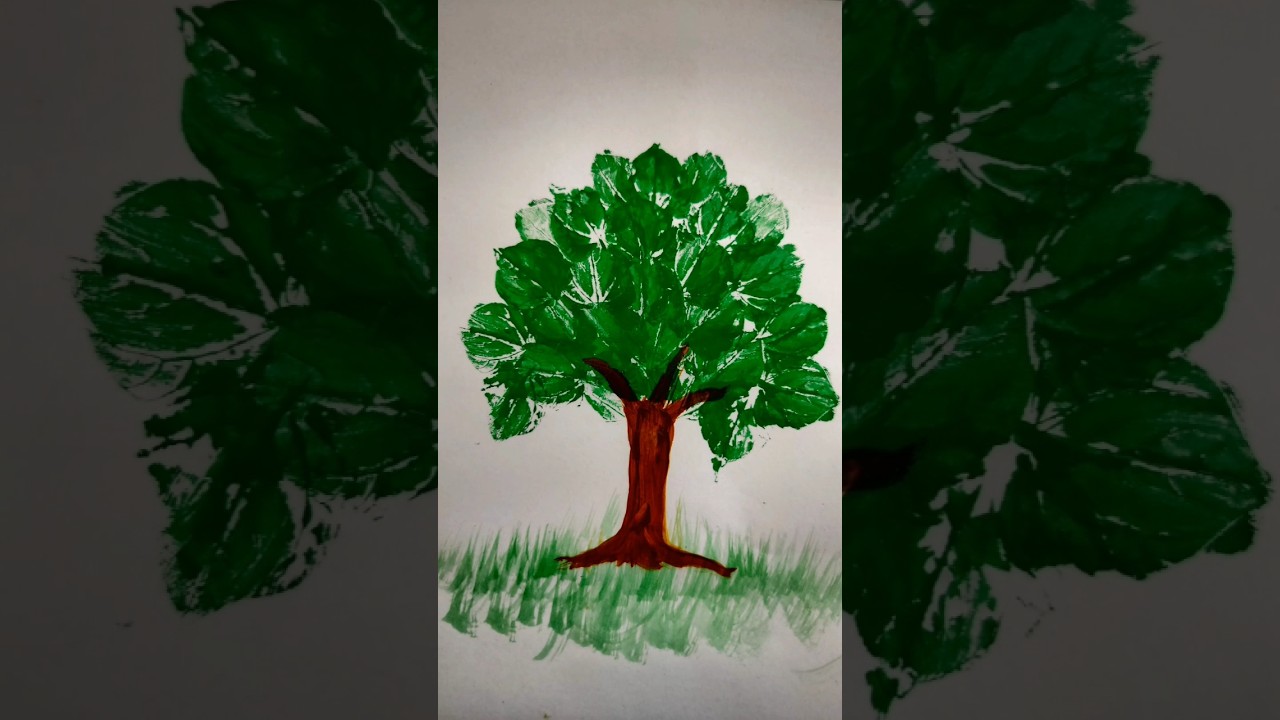 leaf Painting/ tree from leaf Painting/ leaf art #leafart #leafpainting #treepainting #shorts