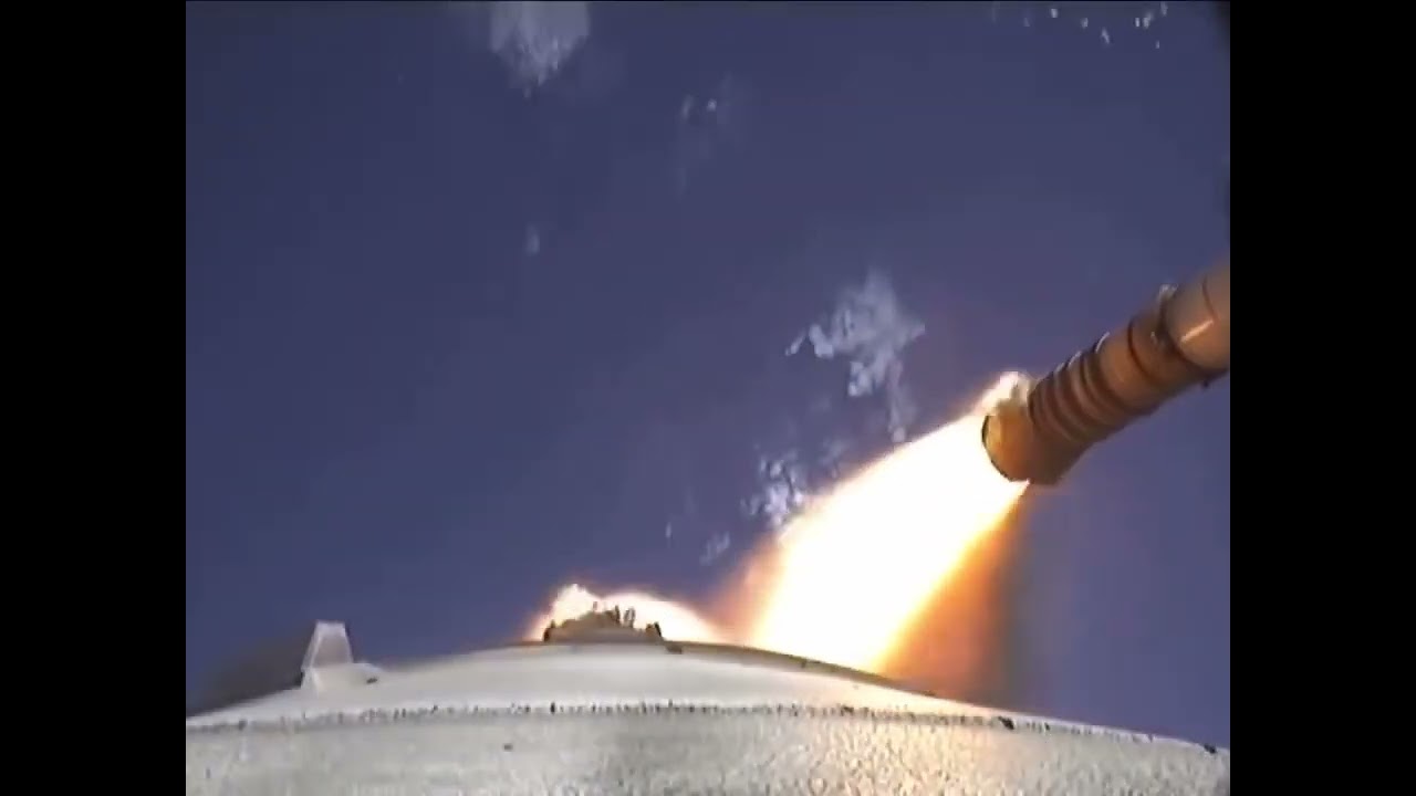 SRB Separation: The Space Shuttle's two Solid Rocket Boosters (SRBs) separate.