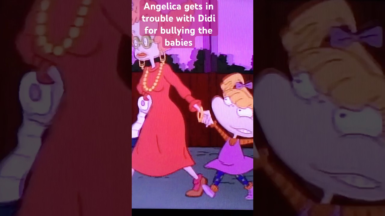Angelica is swabbing the deck inside the house as punishment for being a bully to the babies