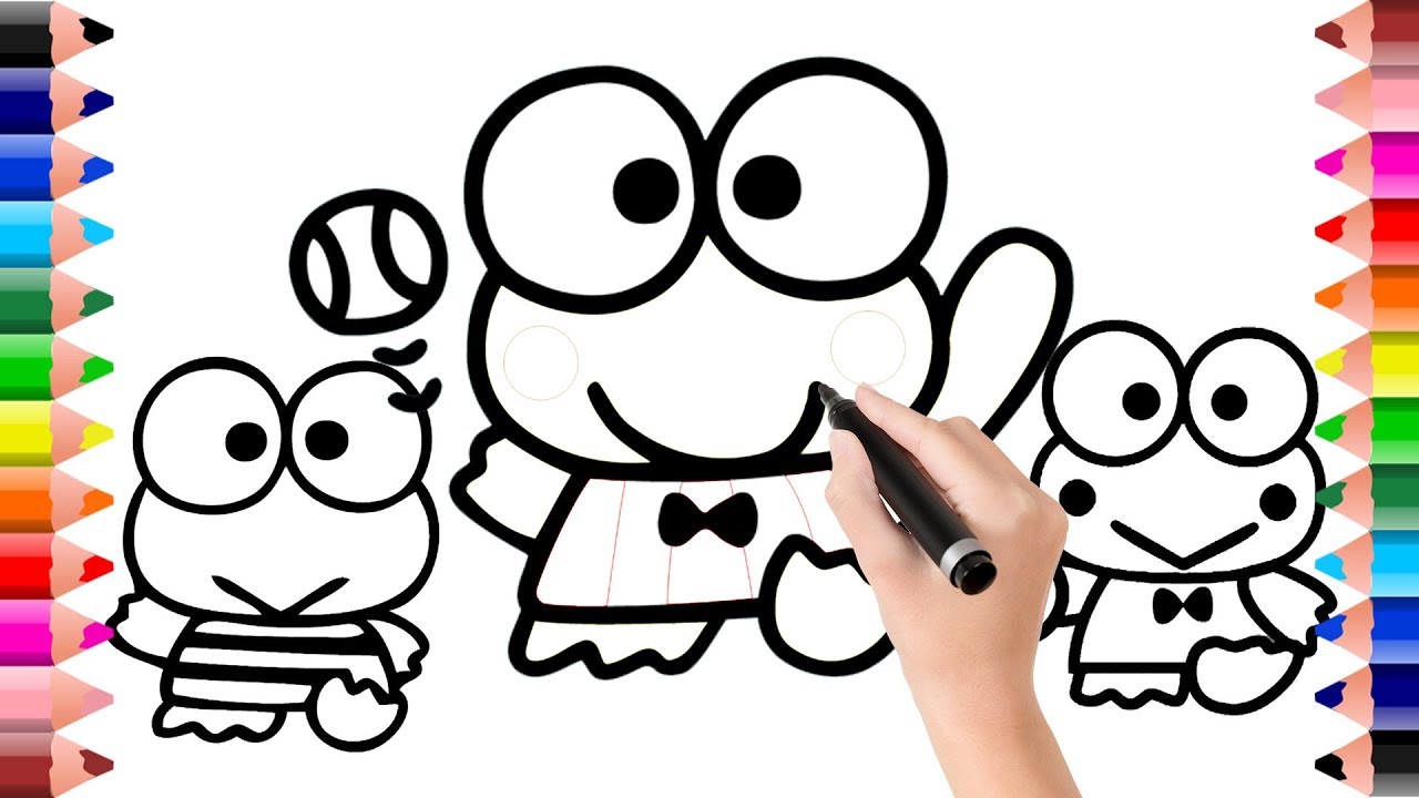 Hello Kitty Frog Drawing and Coloring pages for kids | Setoys