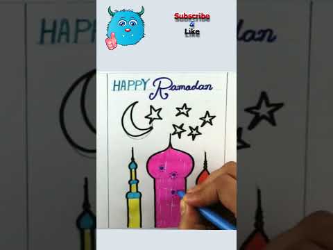 How to Draw Happy Ramadan (ุฑู
ุถุงู) Card Drawing for Ramadan Kareem
