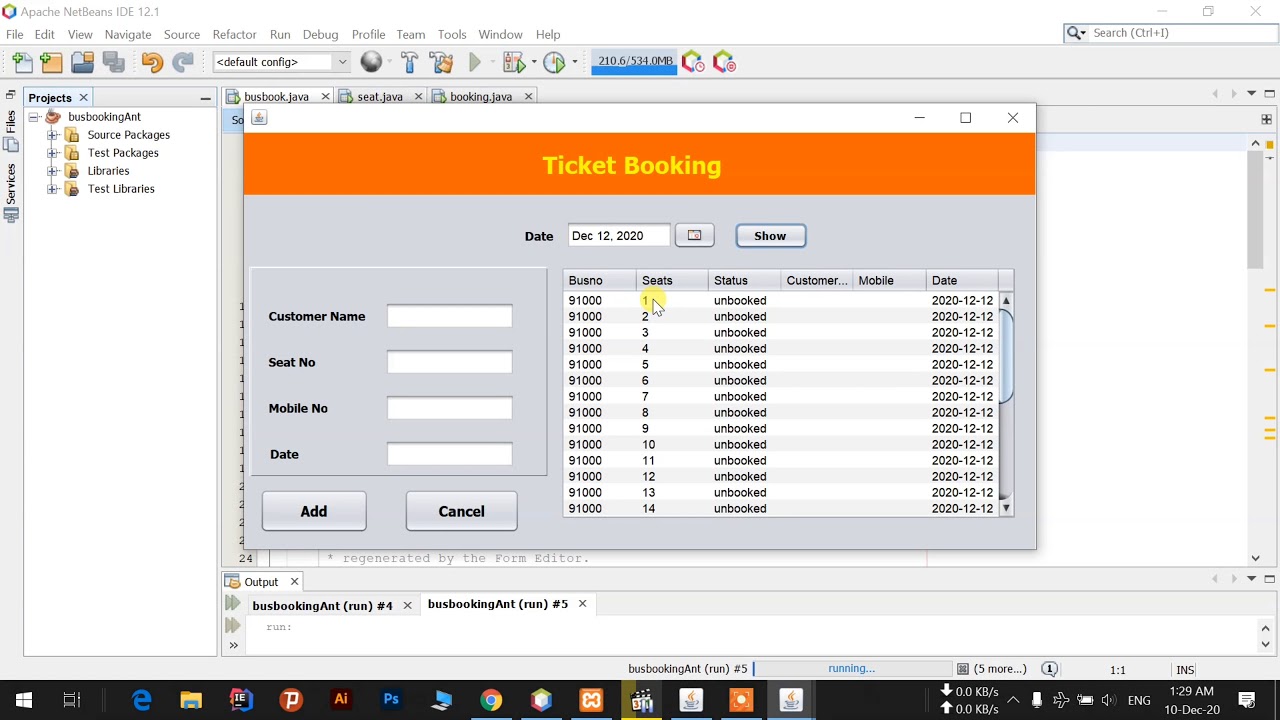 Bus Ticket Booking System in Java