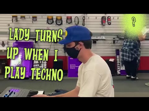 Random lady turns up when i start playing techno