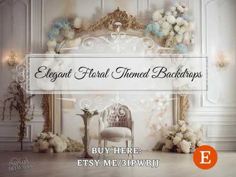Set of 30 Elegant Floral Themed Digital Background Images, Wedding Backdrop, Romantic, Art, photos