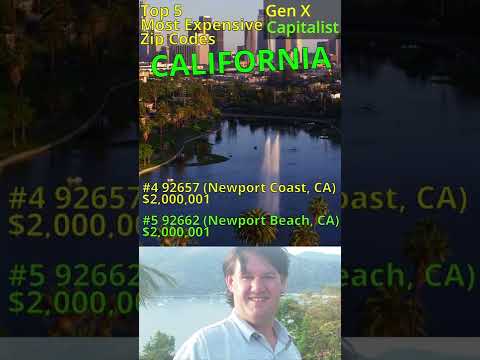 Top 5 Most Expensive CALIFORNIA Home areas by zip code.