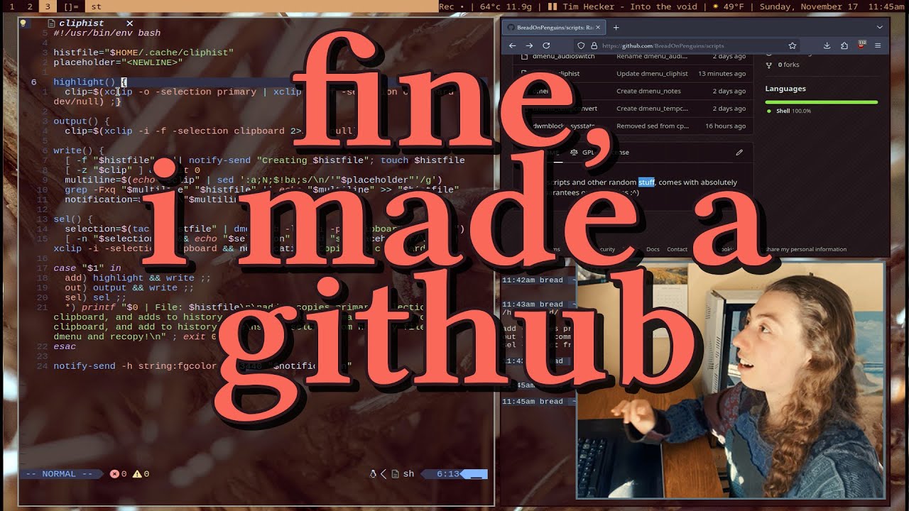 clipboard history via a shell script and dmenu