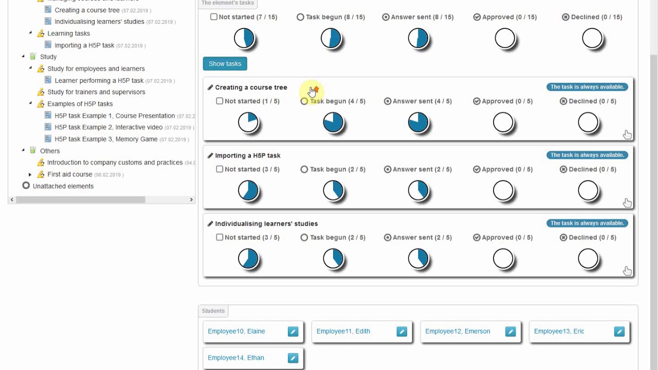 ENG: Checking and reporting eLearning tasks