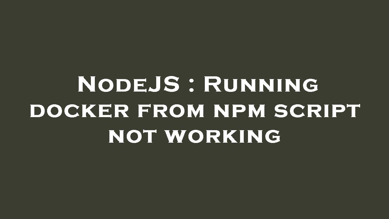 NodeJS : Running docker from npm script not working