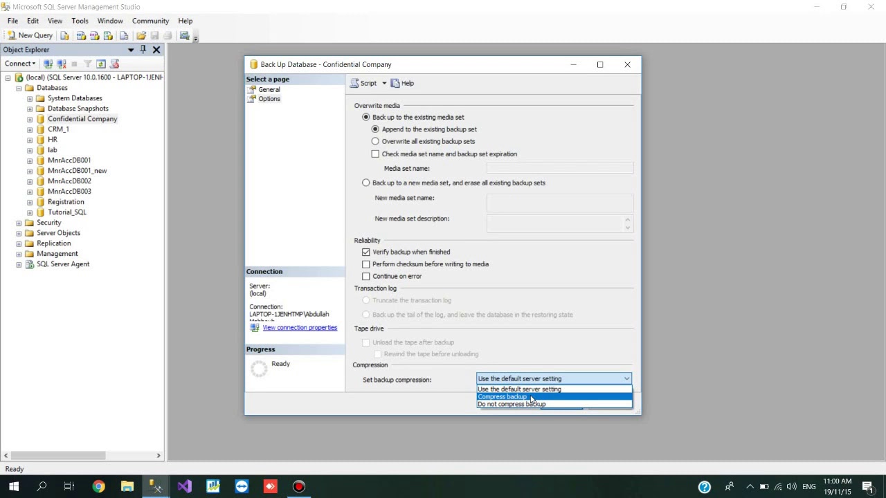 Backup and compression database in Microsoft SQL Server