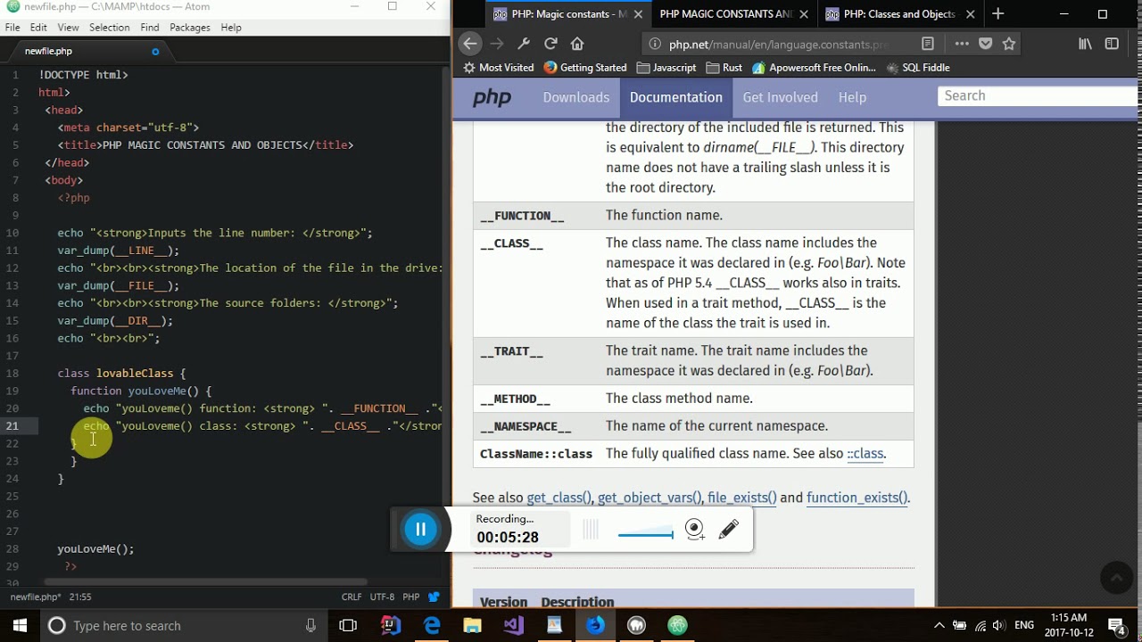 PHP Magic constants and objects