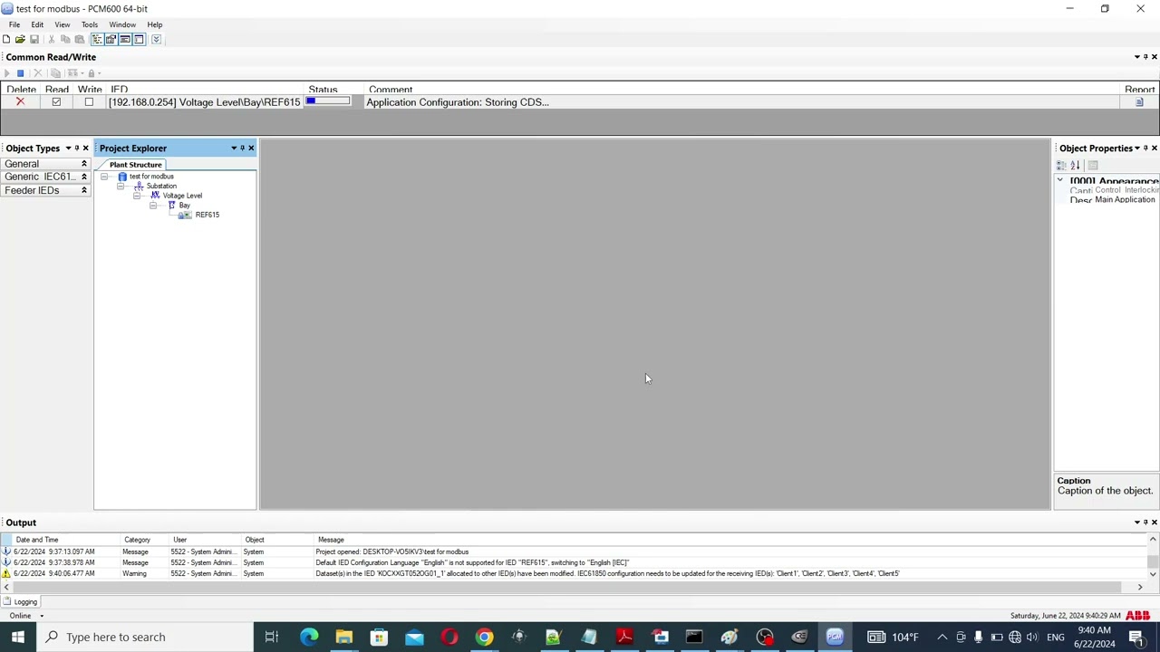 Download settings from ABB REF615