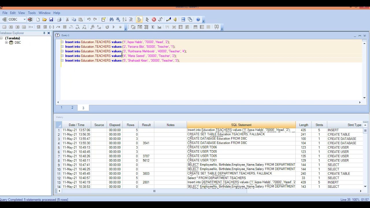 Database, Tables, Users creation using 