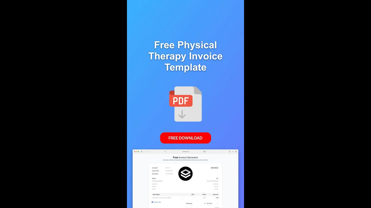Physical Therapy Invoice Template #invoicegenerator #invoicetemplate