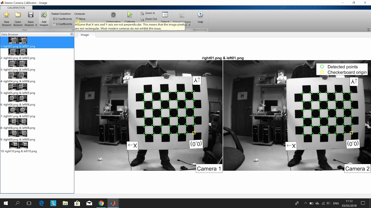 Stereo App Calibration in Matlab