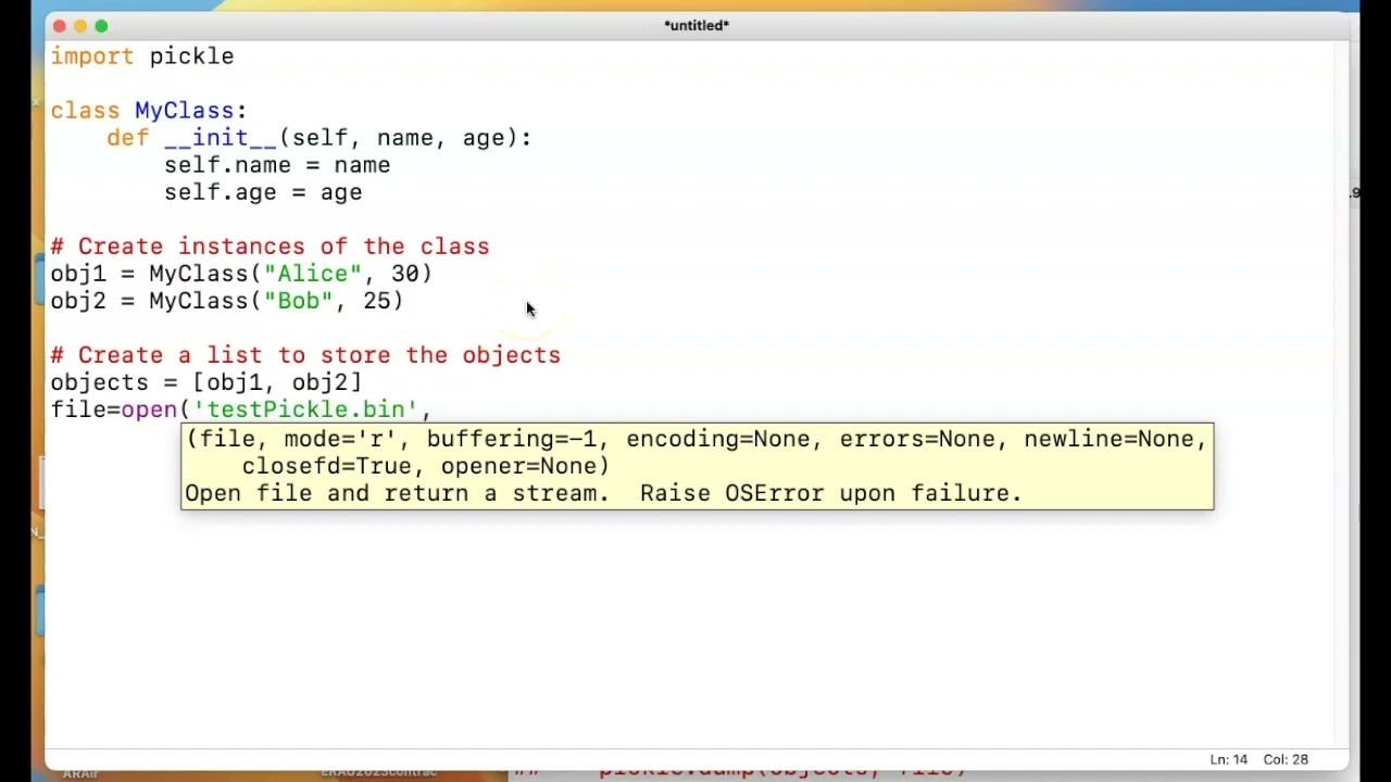 Python and pickle module - serialize objects