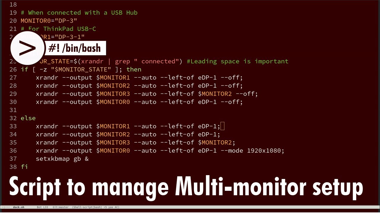 My multi monitor setup using shell script