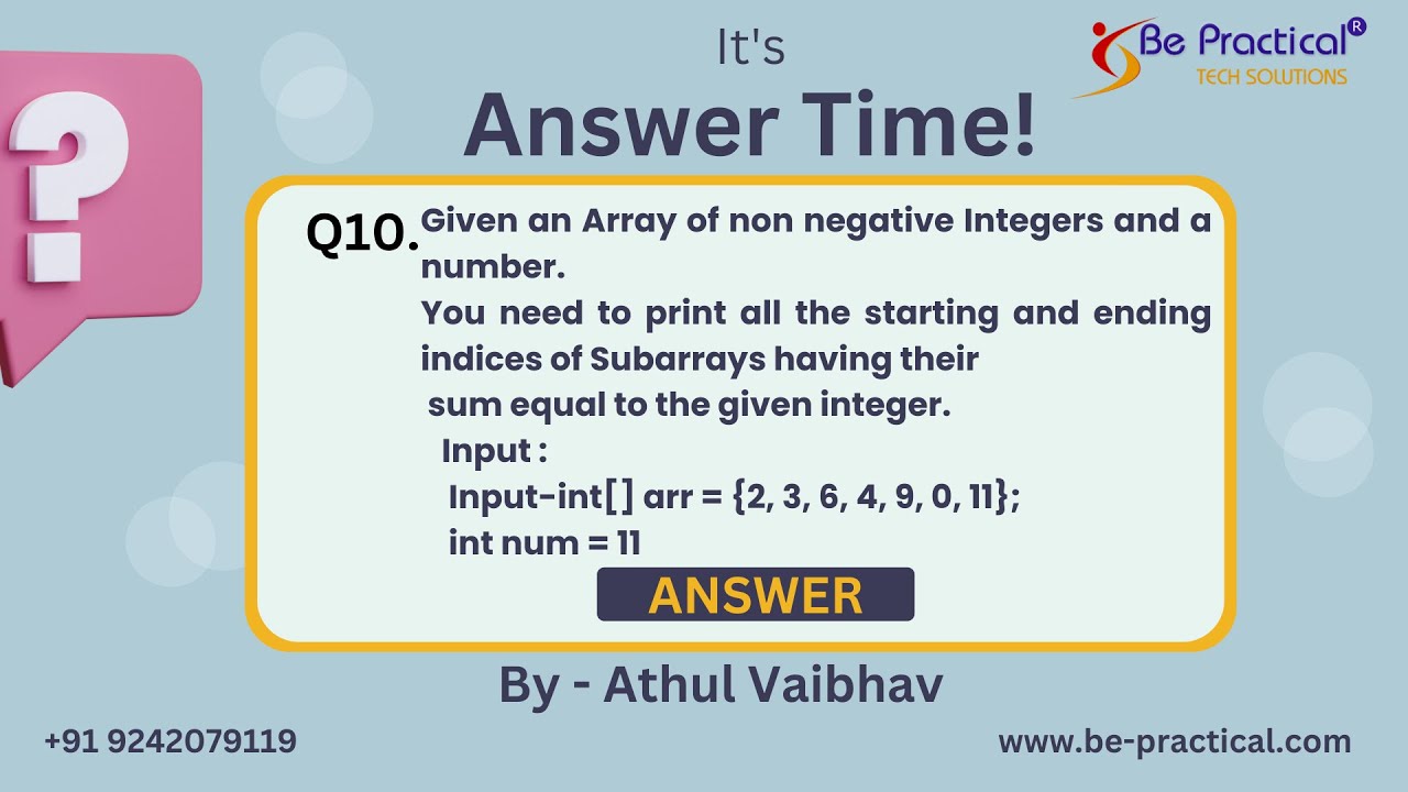 Java Programming Tutorial | Sum of Subarrays in Java | Start and End Indices | be-practical.com