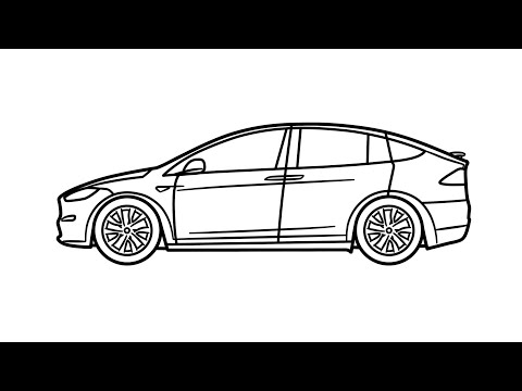 How to draw a TESLA MODEL X easy / drawing tesla model x plaid suv 2015