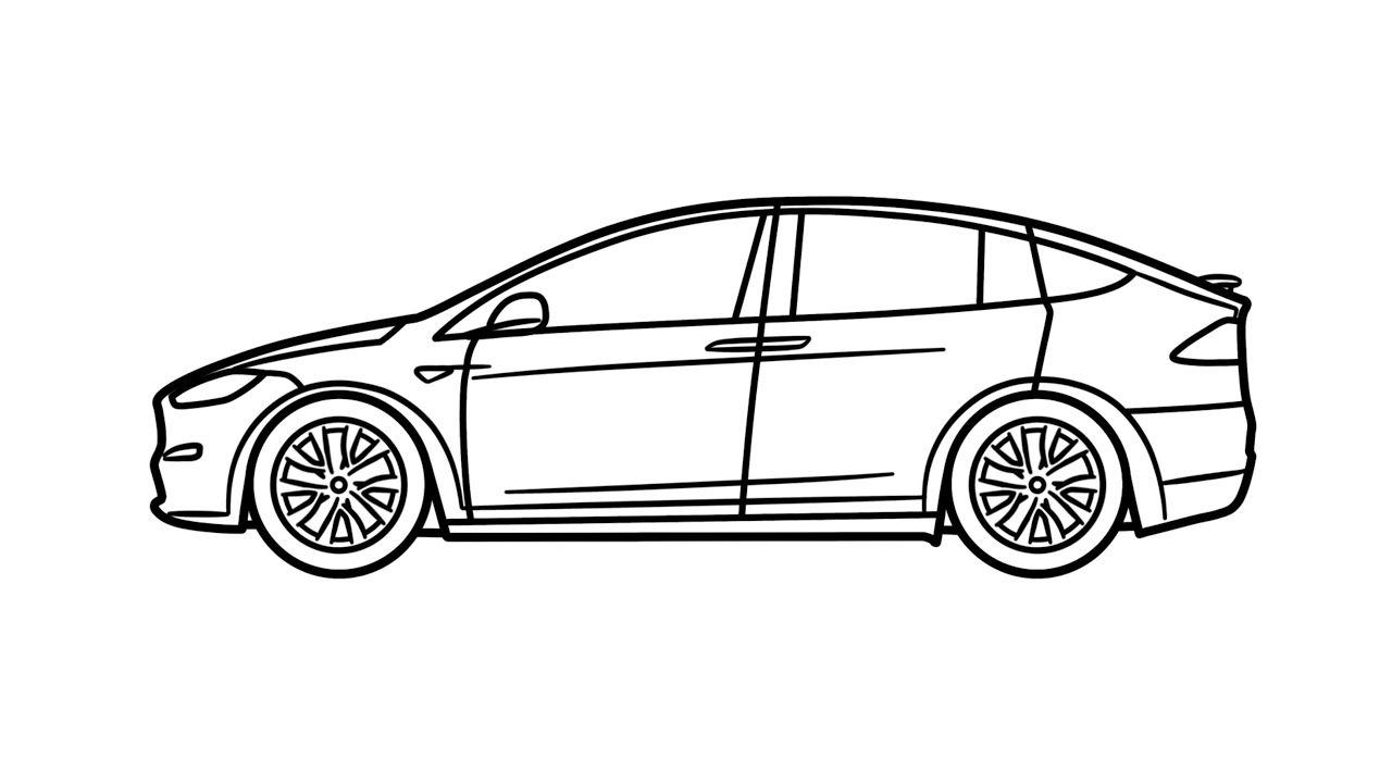 How to draw a TESLA MODEL X easy / drawing tesla model x plaid suv 2015