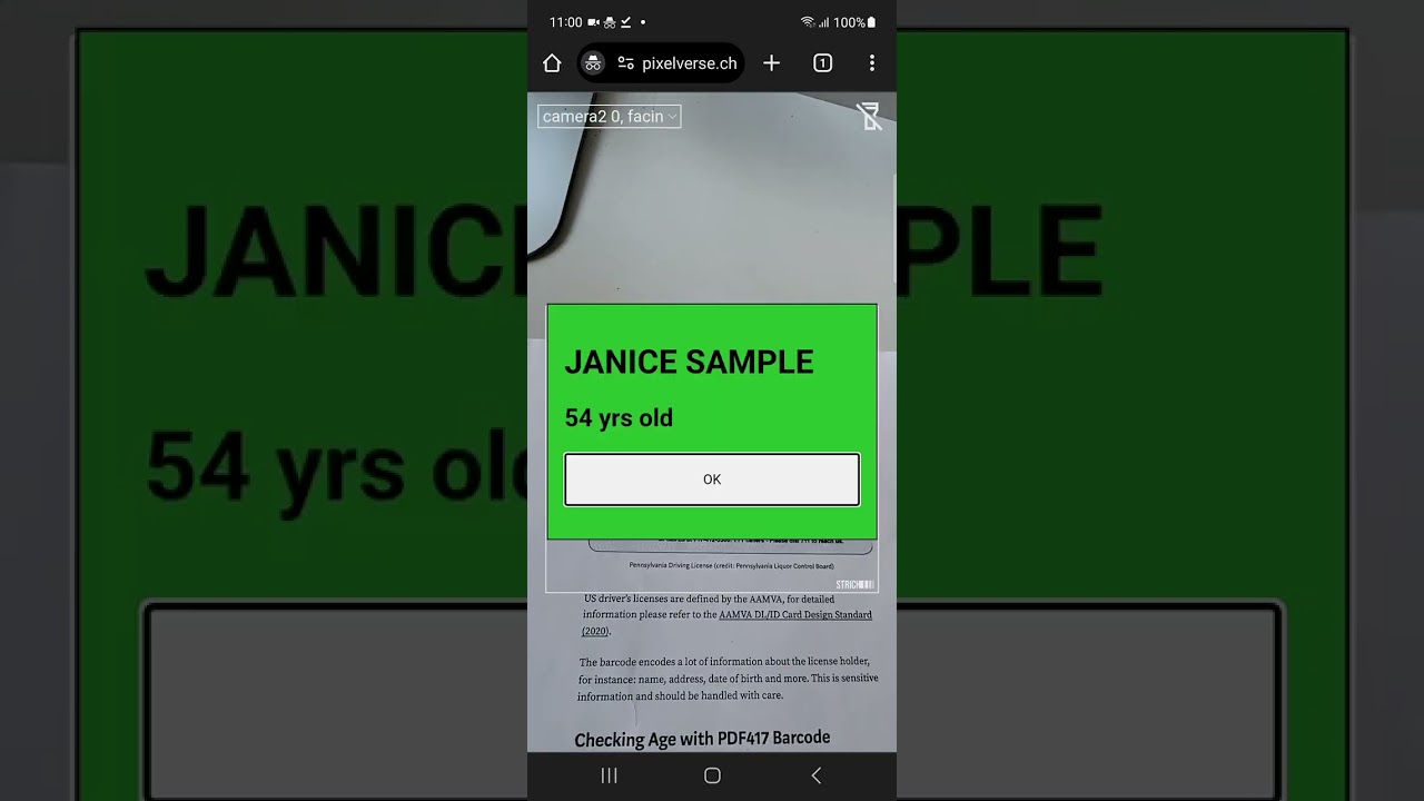 Scanning PDF417 Barcode on US Driver's Licenses to Perform Age Check