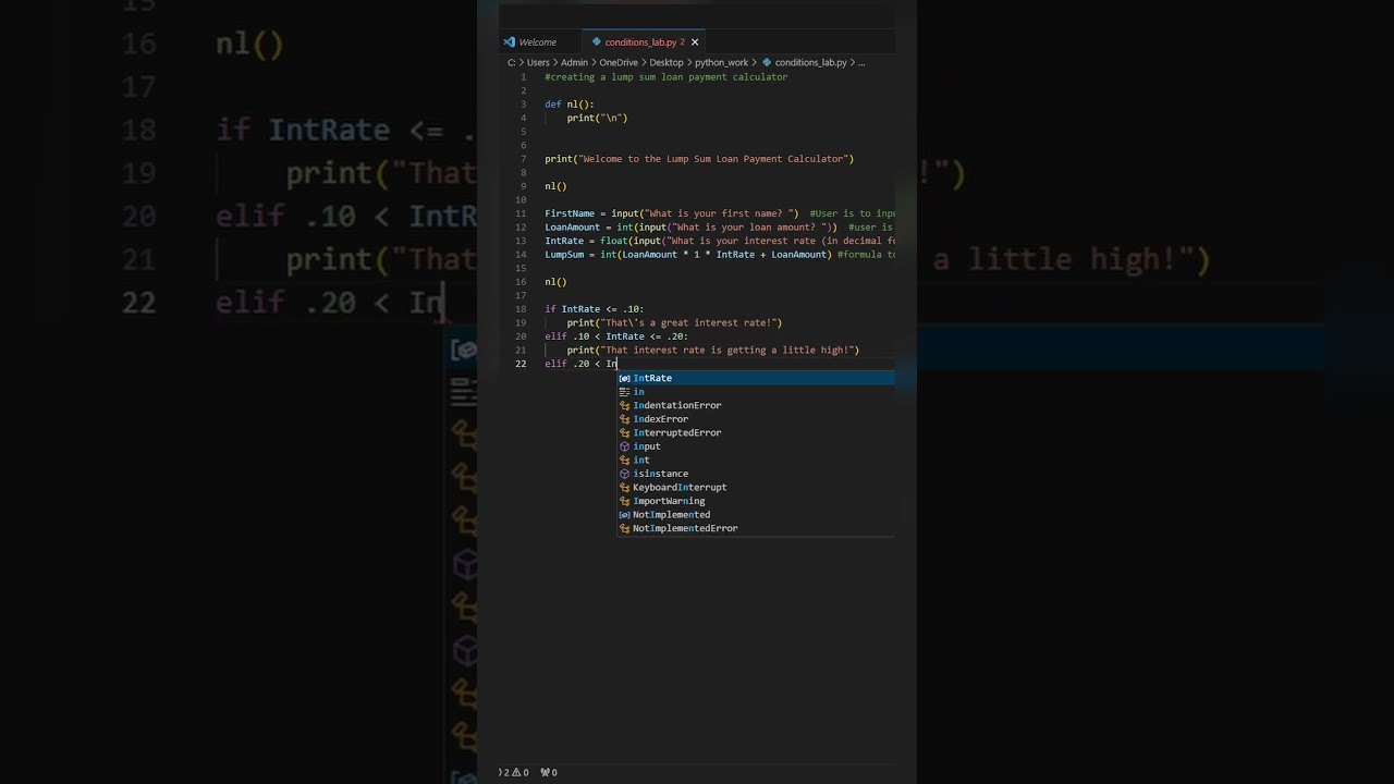 Conditions Lab using Python