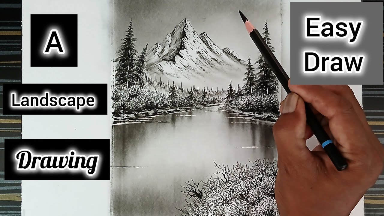 How to draw draw a beautiful landscape by pencil with easy ways.