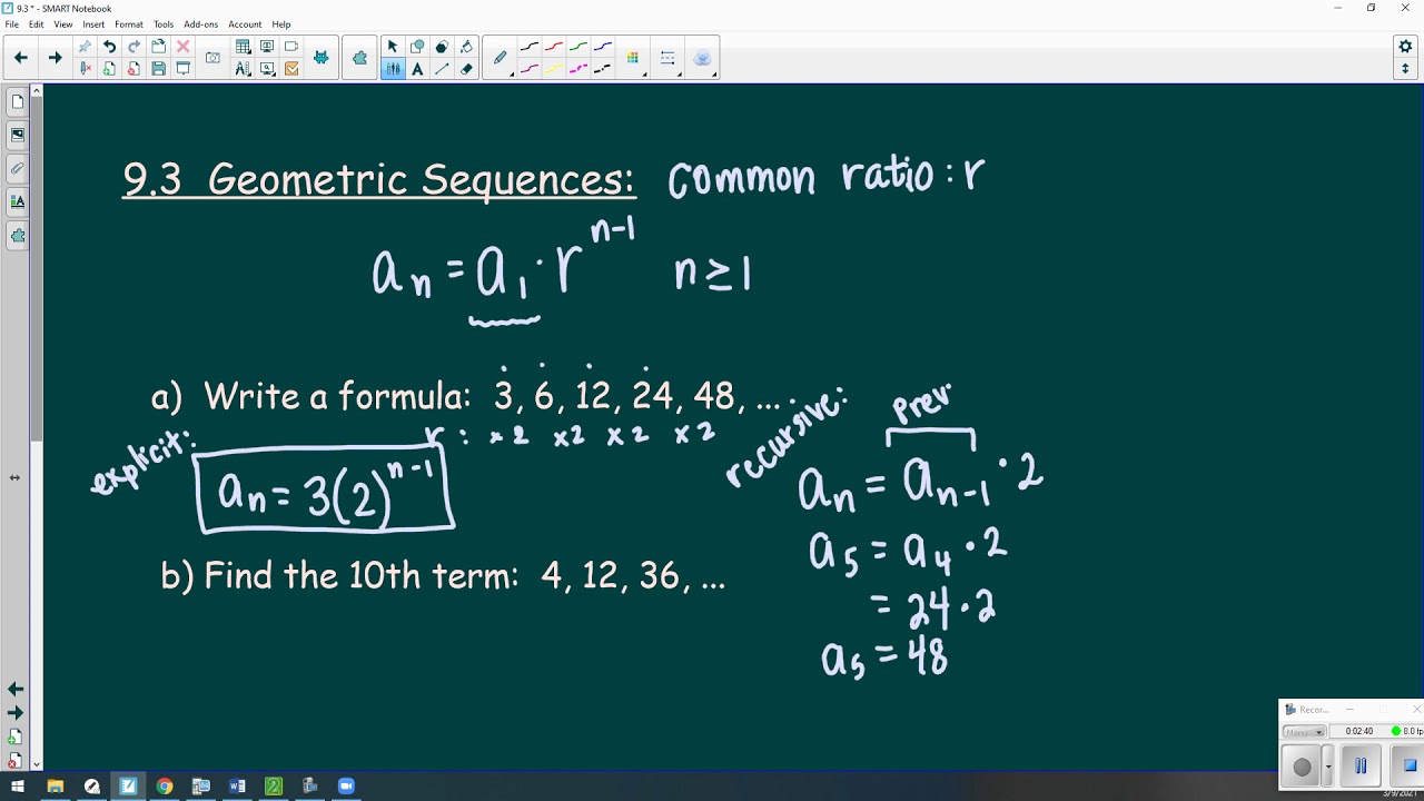 Alg2 9-3  geometric sequences