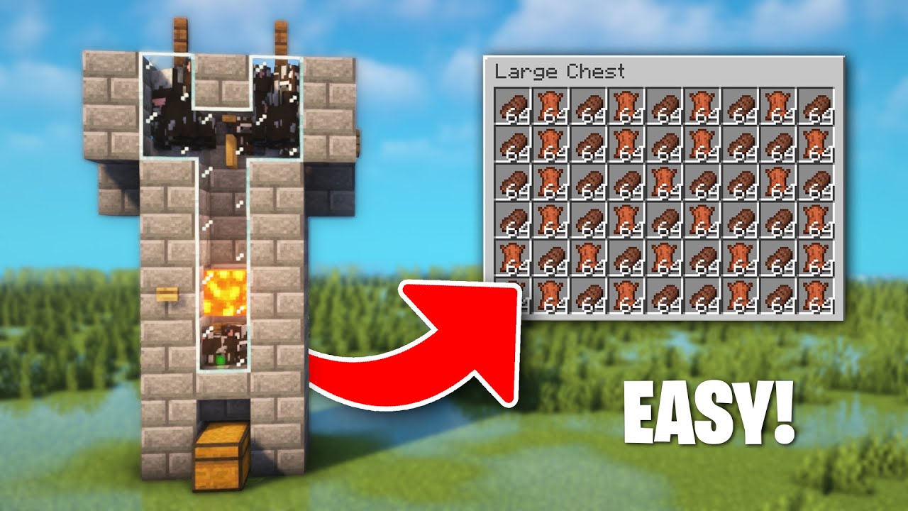 Minecraft Automatic Cow Farm Tutorial - How to Build the Best Cow Farm ...