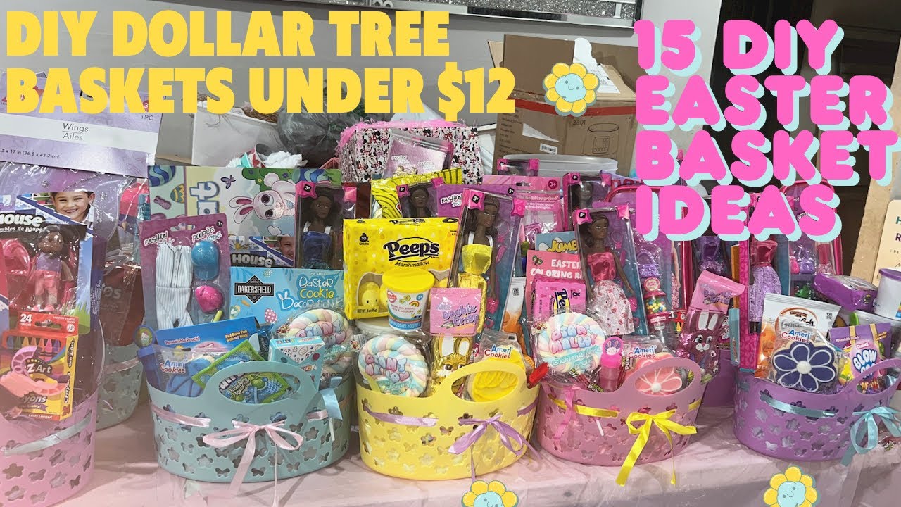 15 Dollar Tree easter Basket Ideas | DIY Easter Ideas under $12 #easterbasket #easter #basketmaking