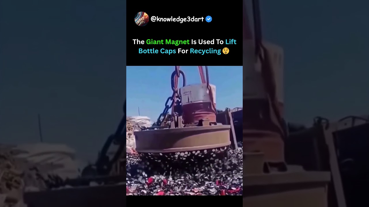 The Giant Magnet Is Used To Lift Bottle Caps For Recycling 😲