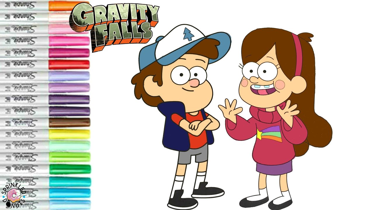 Disney Gravity Falls Coloring Book Page Dipper Pines Mabel Pines How to Color | Sprinkled Donuts