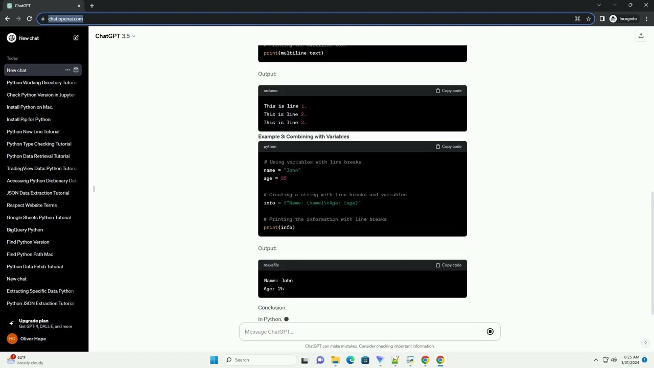 how to give line break in python